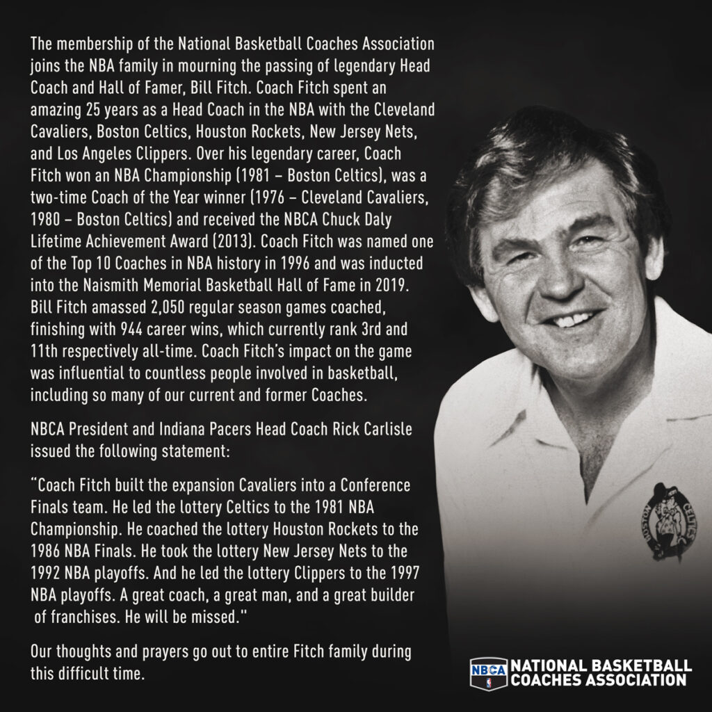 The NBCA Mourns the Passing of NBA Legend, Bill Fitch | The Official ...